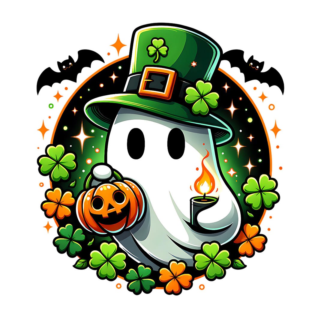 Halloween St Pattys Ghost PNG, Spooky St Patricks Clipart, St Patrick's ...