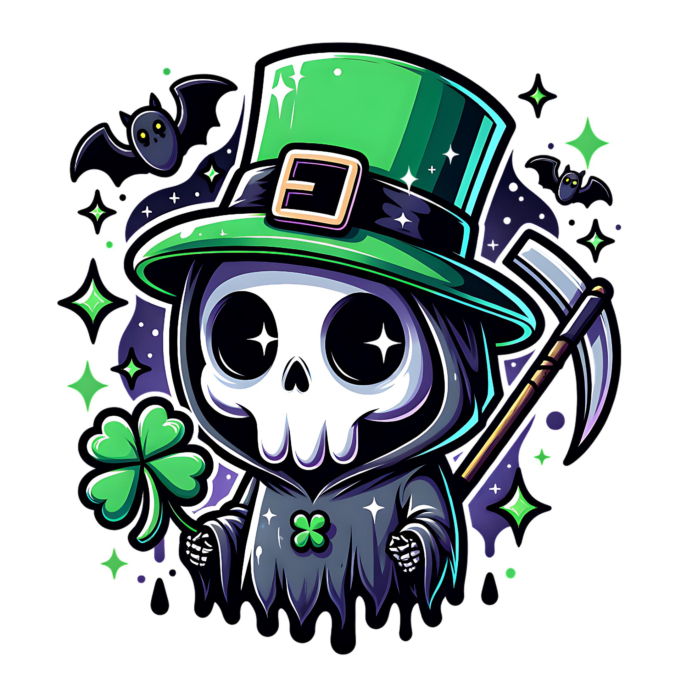 Cute St Pattys Reaper PNG, Spooky St Patricks Clipart, St Patrick's Day ...