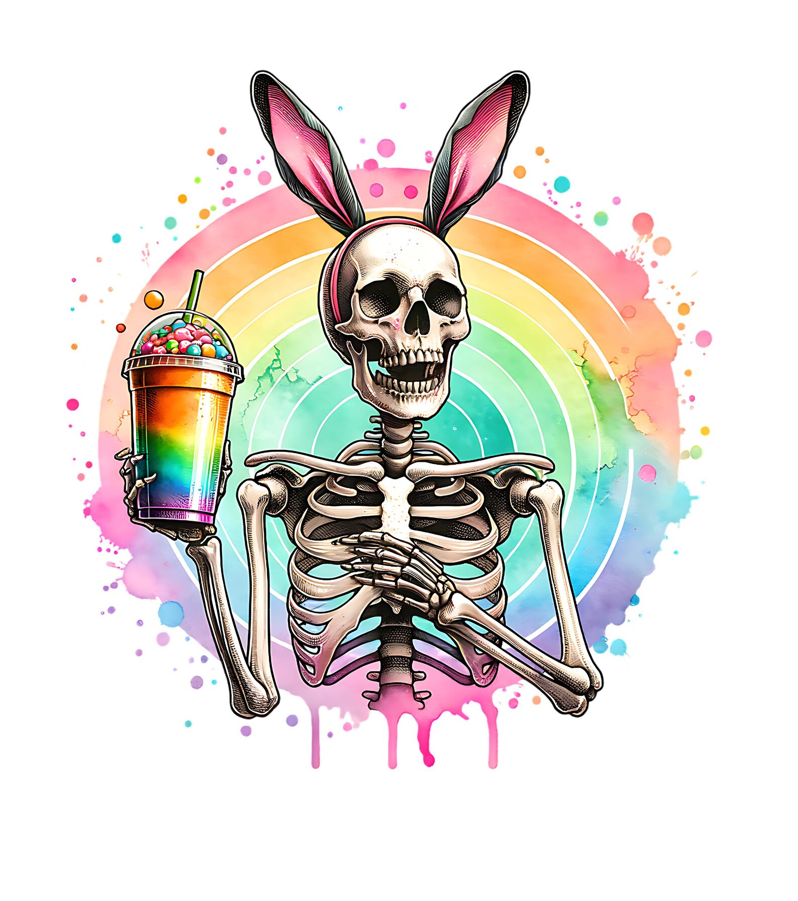 Rainbow Easter Skeleton PNG, Easter Bunny Clipart, Rainbow Skeleton ...