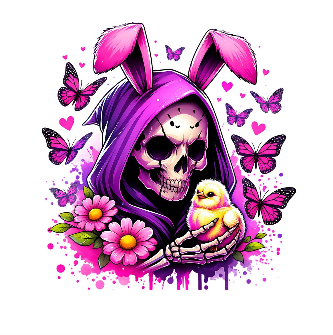 Reaper Holding Chick PNG, Easter Bunny , Spooky Easter Sublimation ...