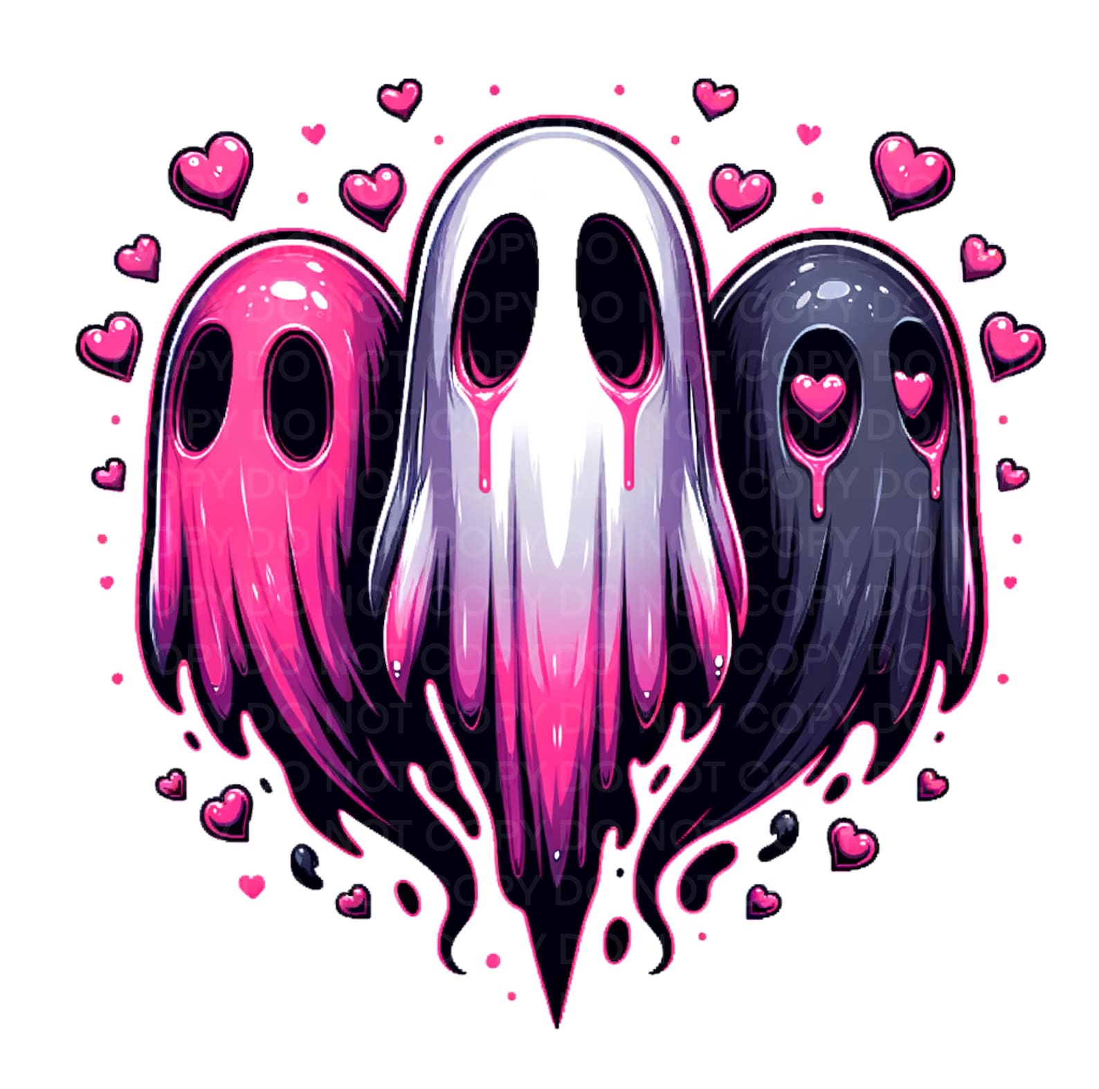 Three Valentines Ghosts PNG, Ghost PNG, Pink Ghost Png, Vday Png ...