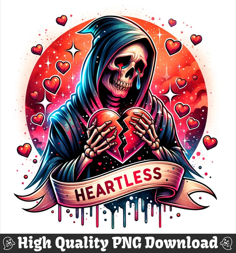 Heartless Reaper PNG, Valentines Day PNG, Reaper Clipart, Shirt Design ...