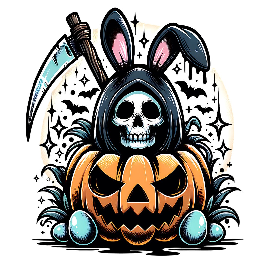 Reaper Bunny Pumpkin PNG, Bunny Reaper Clipart, Halloween Easter ...