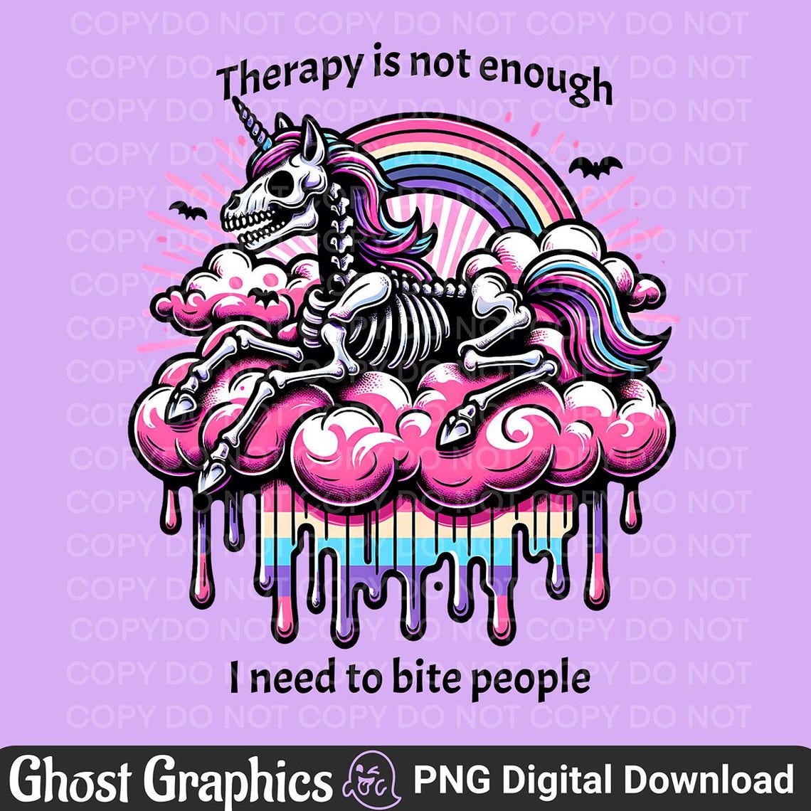 Therapy is Not Enough I Need to Bite People PNG, Spooky Unicorn Clipart ...