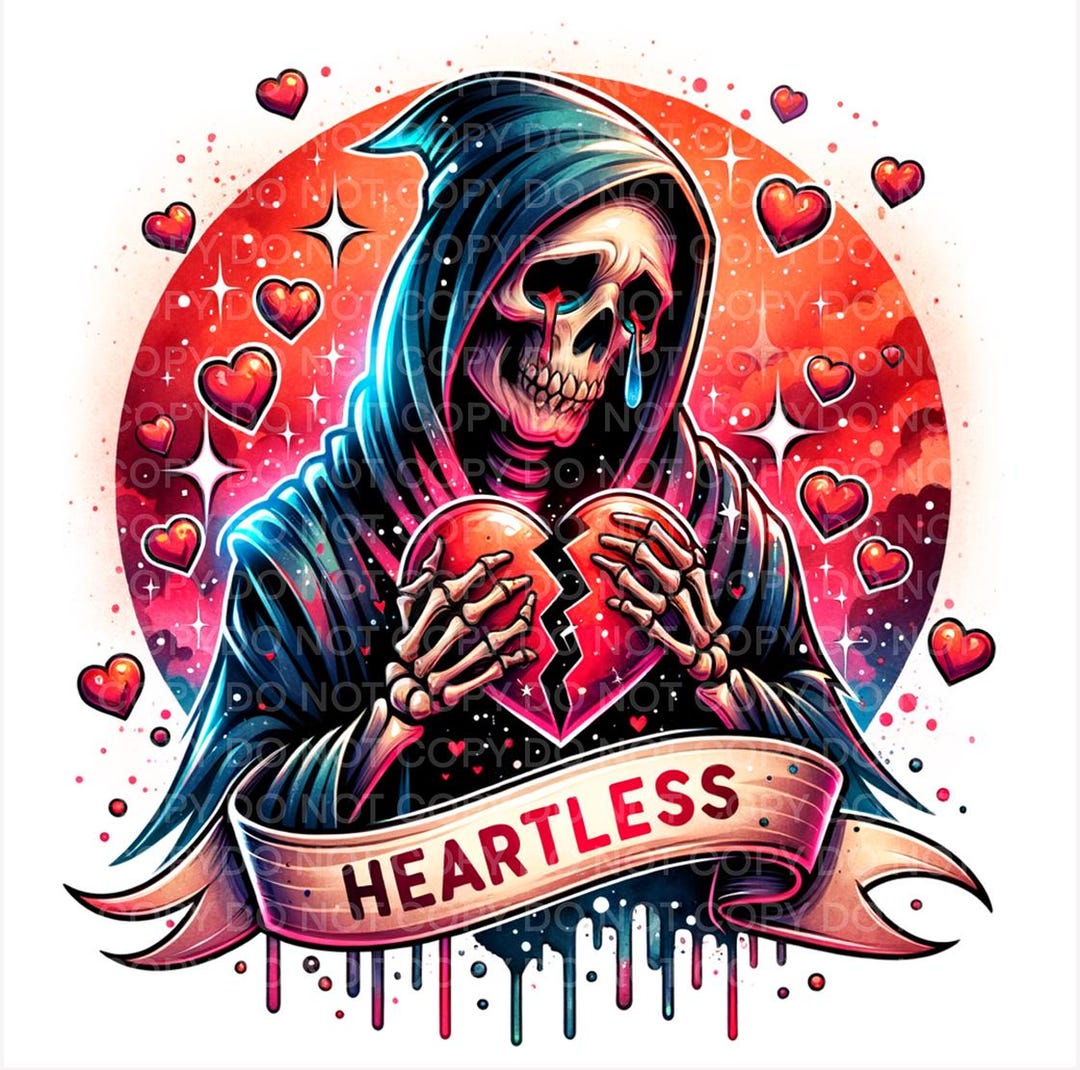 Heartless Reaper PNG, Valentines Day PNG, Reaper Clipart, Shirt Design ...