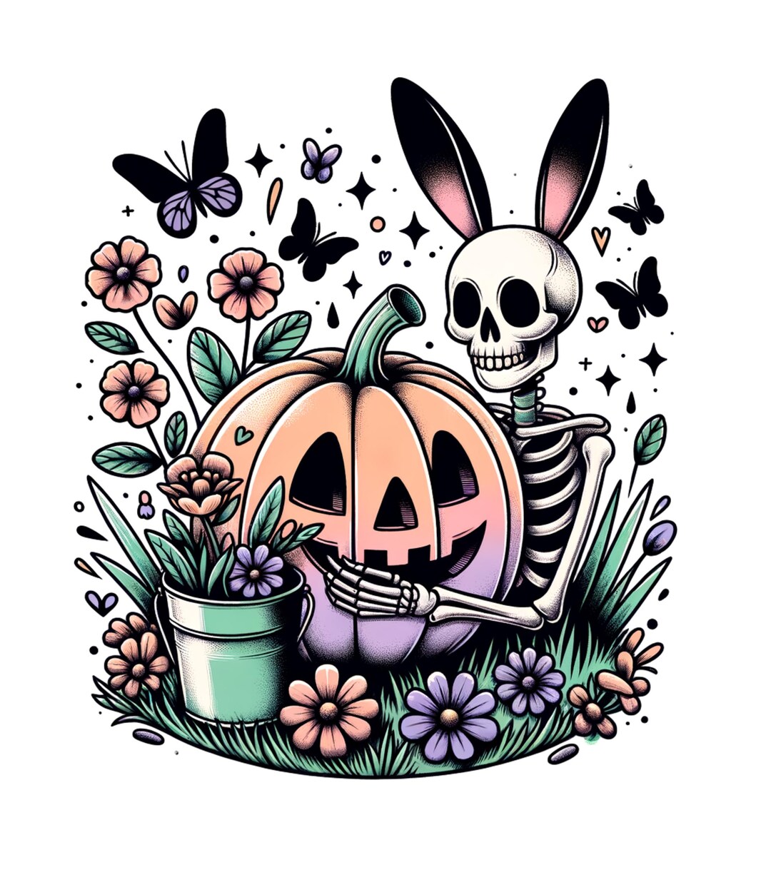 Spooky Pumpkin Garden PNG, Easter Bunny Clipart, Spooky Easter ...