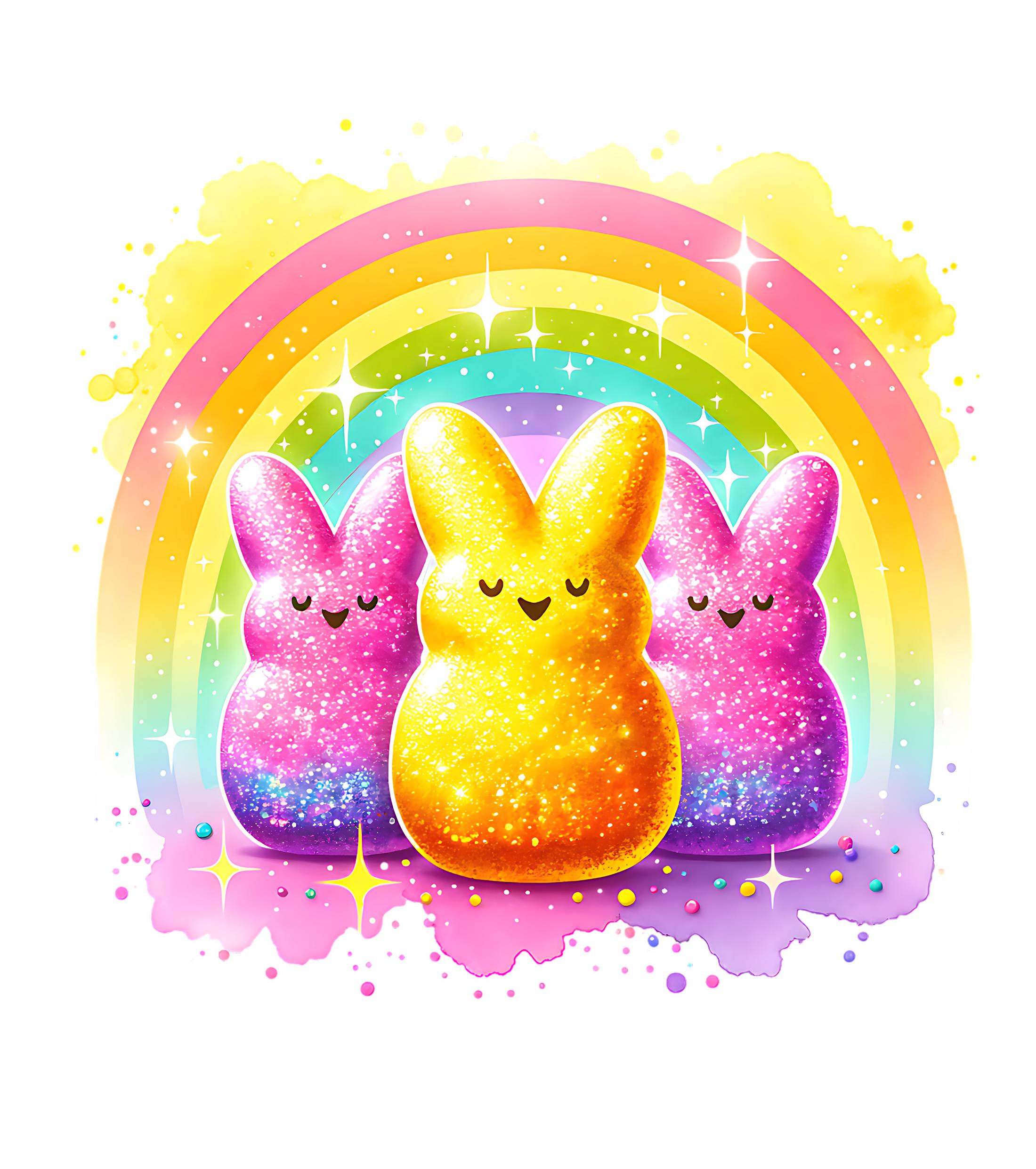 Glitter Rainbow Peeps PNG, Easter Peeps Clipart, Easter Sublimation ...