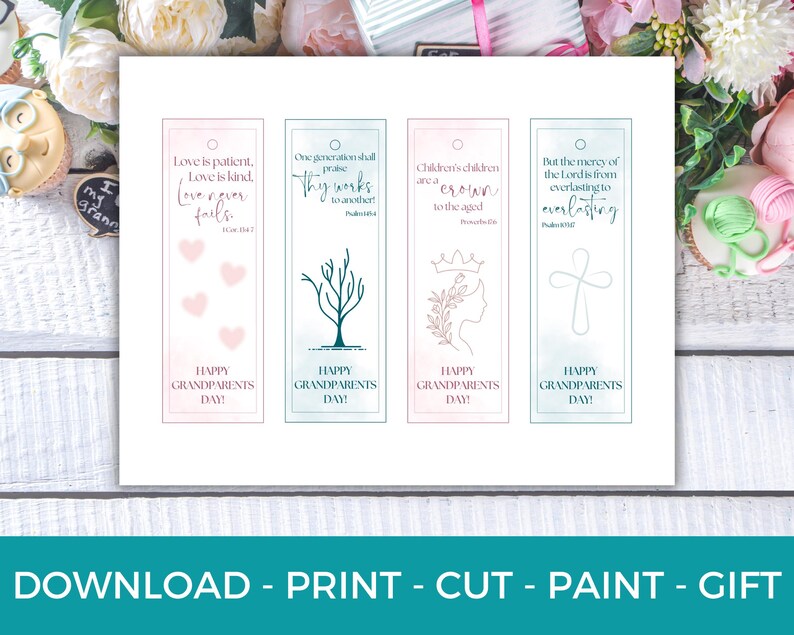 Grandparents Day Gift Christian Fingerprint Art Bookmark Printable ...