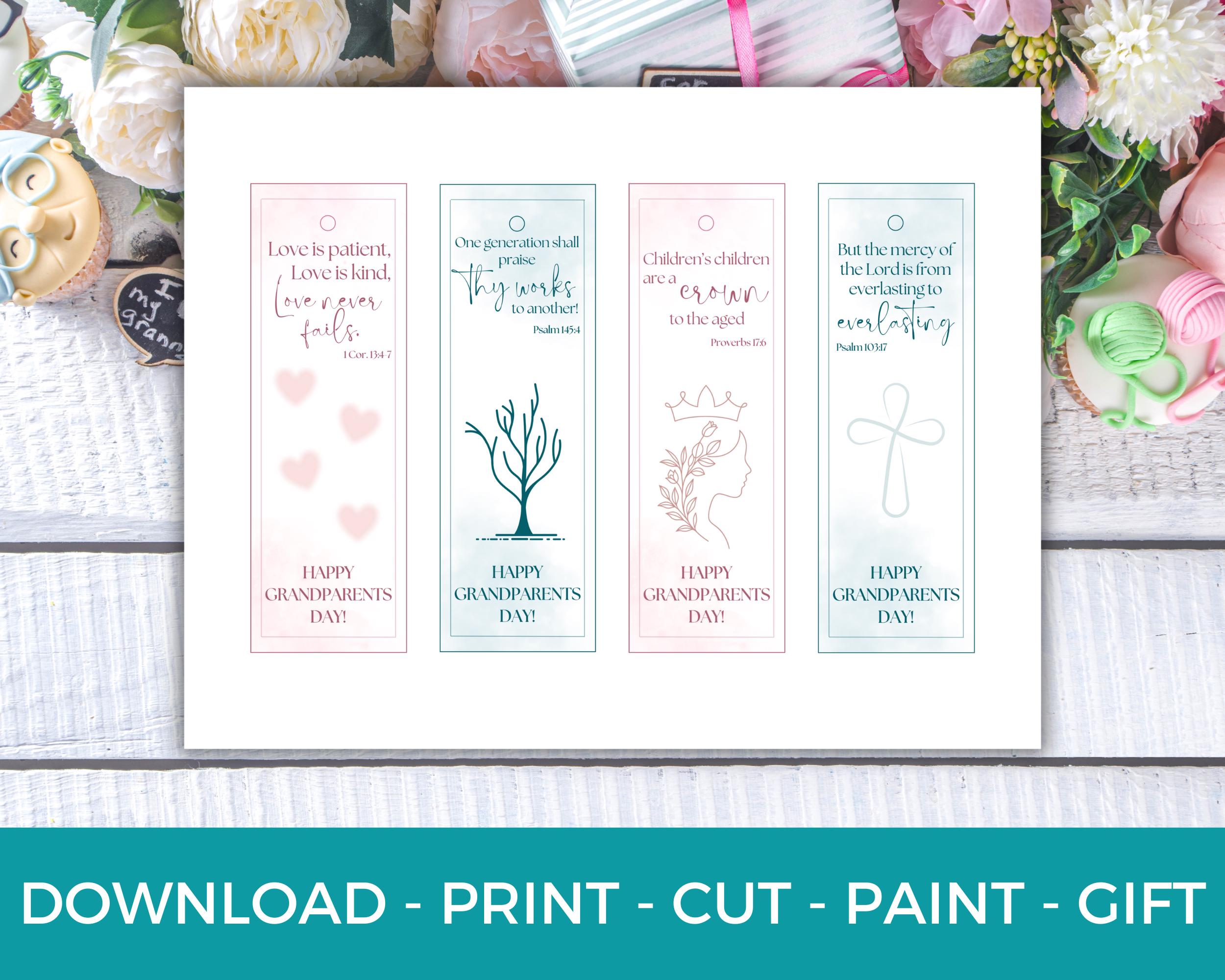 Grandparents Day Gift Christian Fingerprint Art Bookmark Printable ...