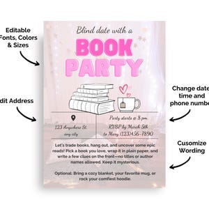 Blind Date With a Book Party Invitation Canva Template for a Book Party ...