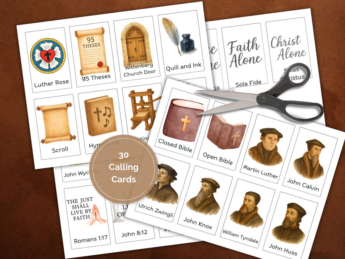 Reformation Day Bingo Printable Christian Game for Kids Homeschool ...
