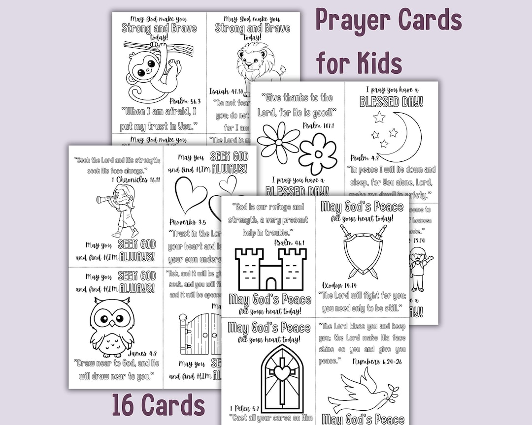 Prayer Cards for Kids Christian Encouragement Cards for Children ...