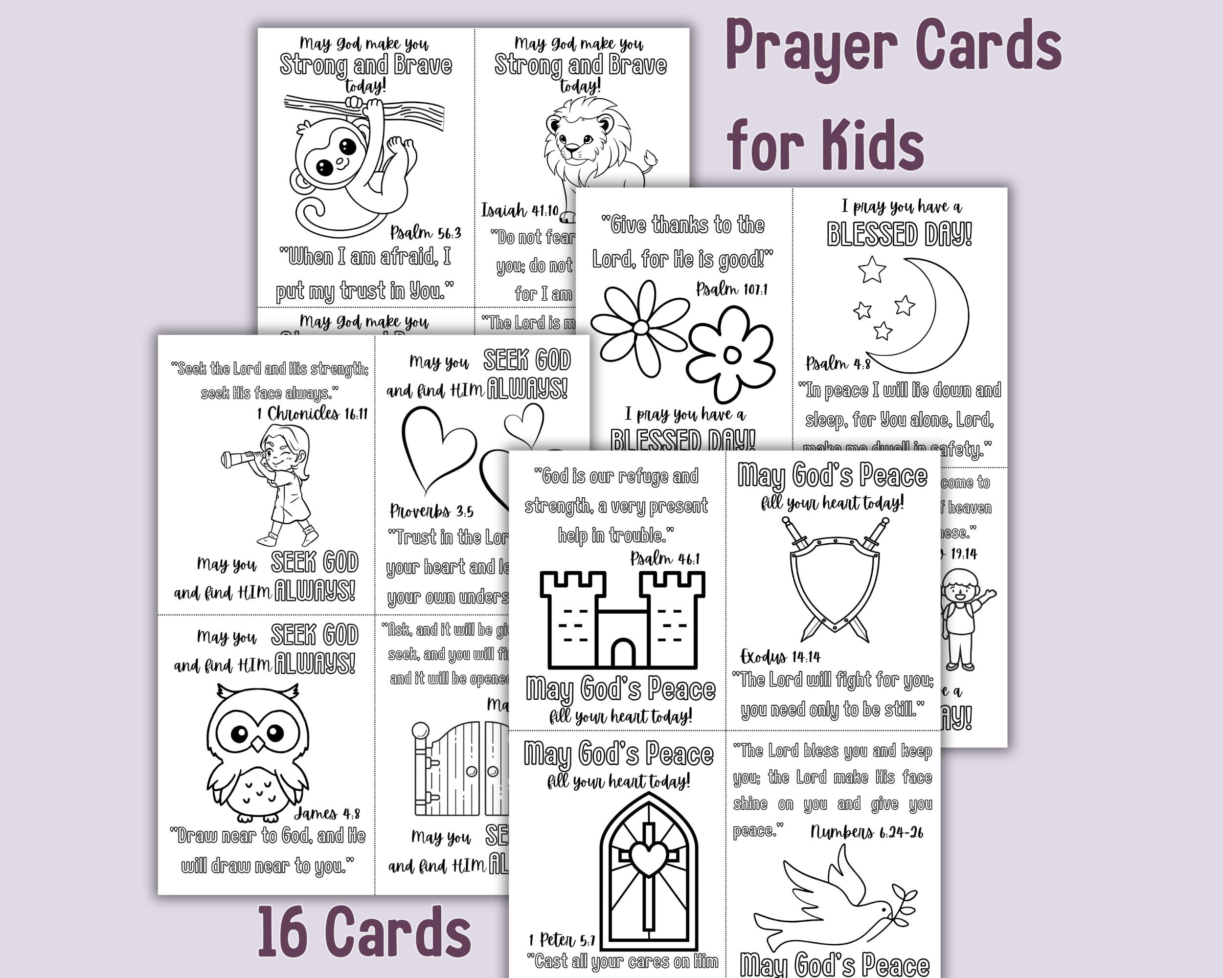Prayer Cards for Kids Christian Encouragement Cards for Children ...