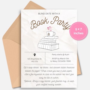 Blind Date With a Book Party Invitation Canva Template for a Book Party ...