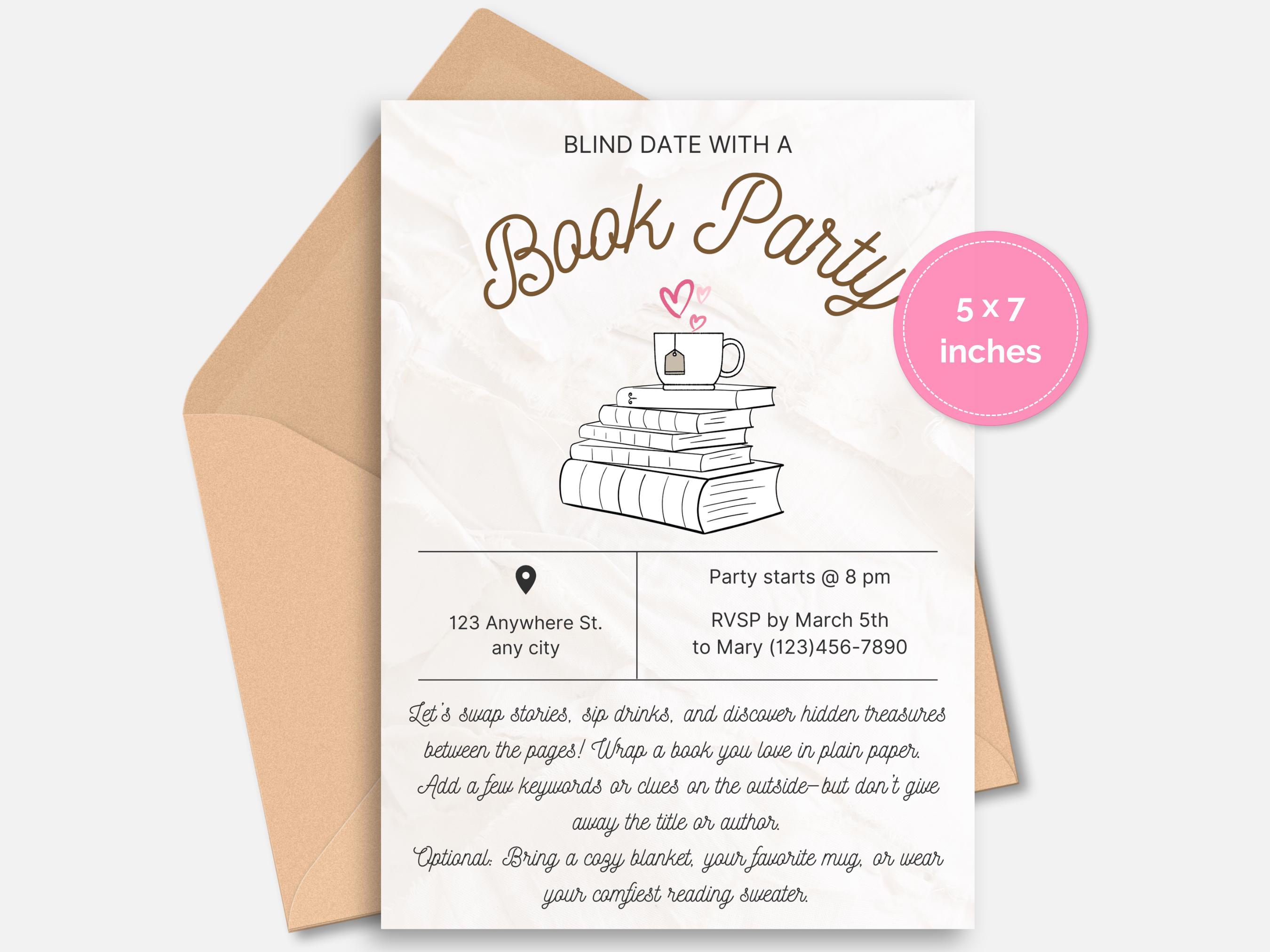 Blind Date With a Book Party Invitation Canva Template for a Book Party ...
