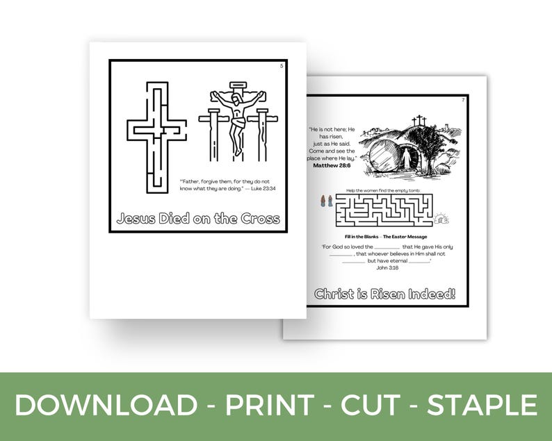 Holy Week Easter Story Flip Book for Kids Activity Pages Sunday School ...