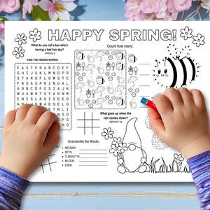Spring Activity Placemat Coloring Page for First Day of Spring Easter ...