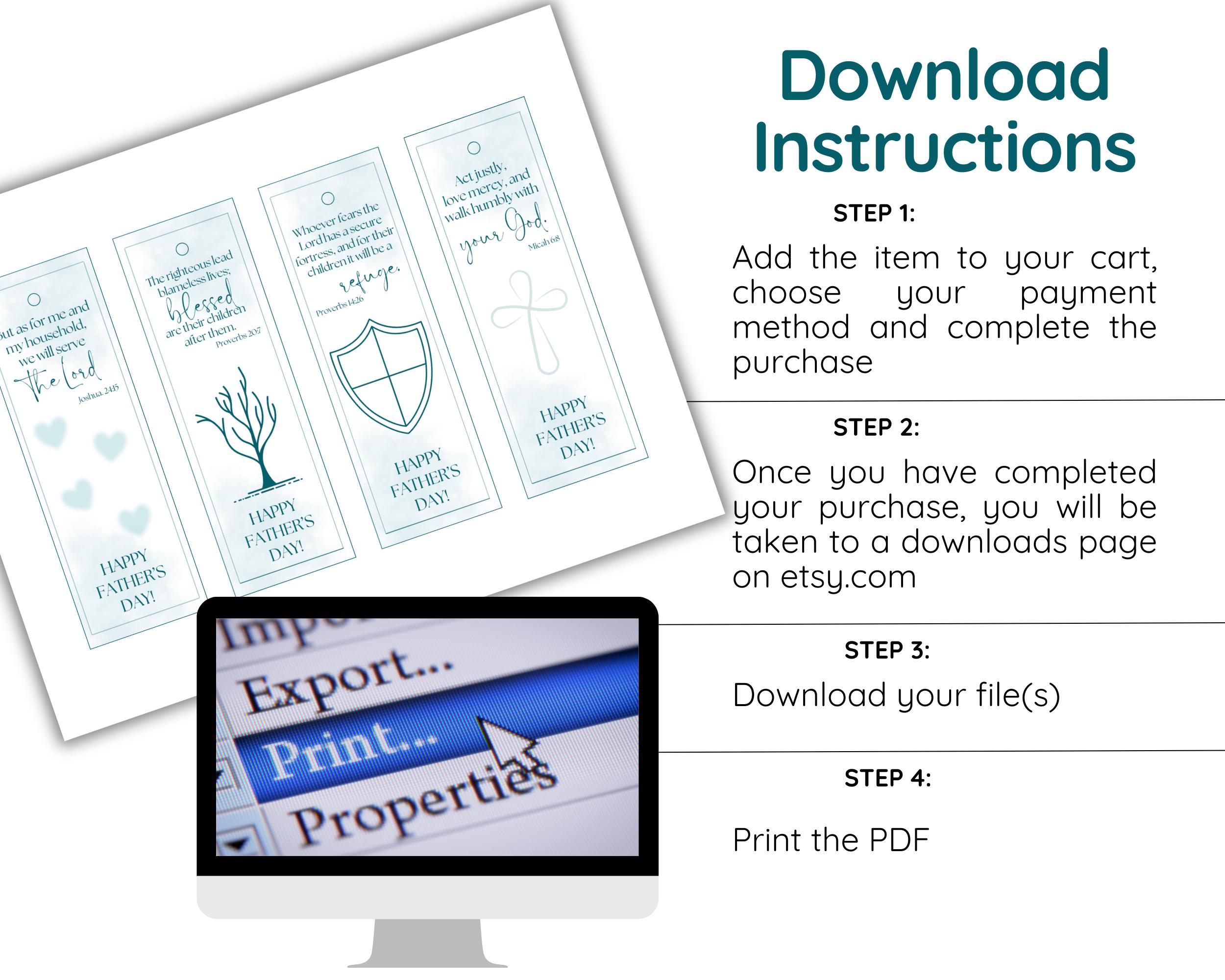 Christian Fathers Day Gift Fingerprint Art Bookmark Printable Craft for ...