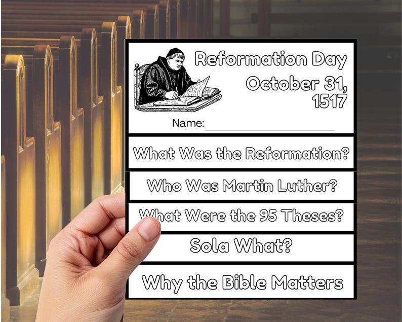 Reformation Day Kids Bible Flip Book Martin Luther Craft Printable ...
