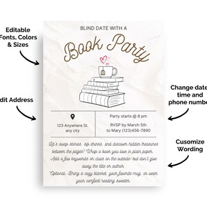 Blind Date With a Book Party Invitation Canva Template for a Book Party ...