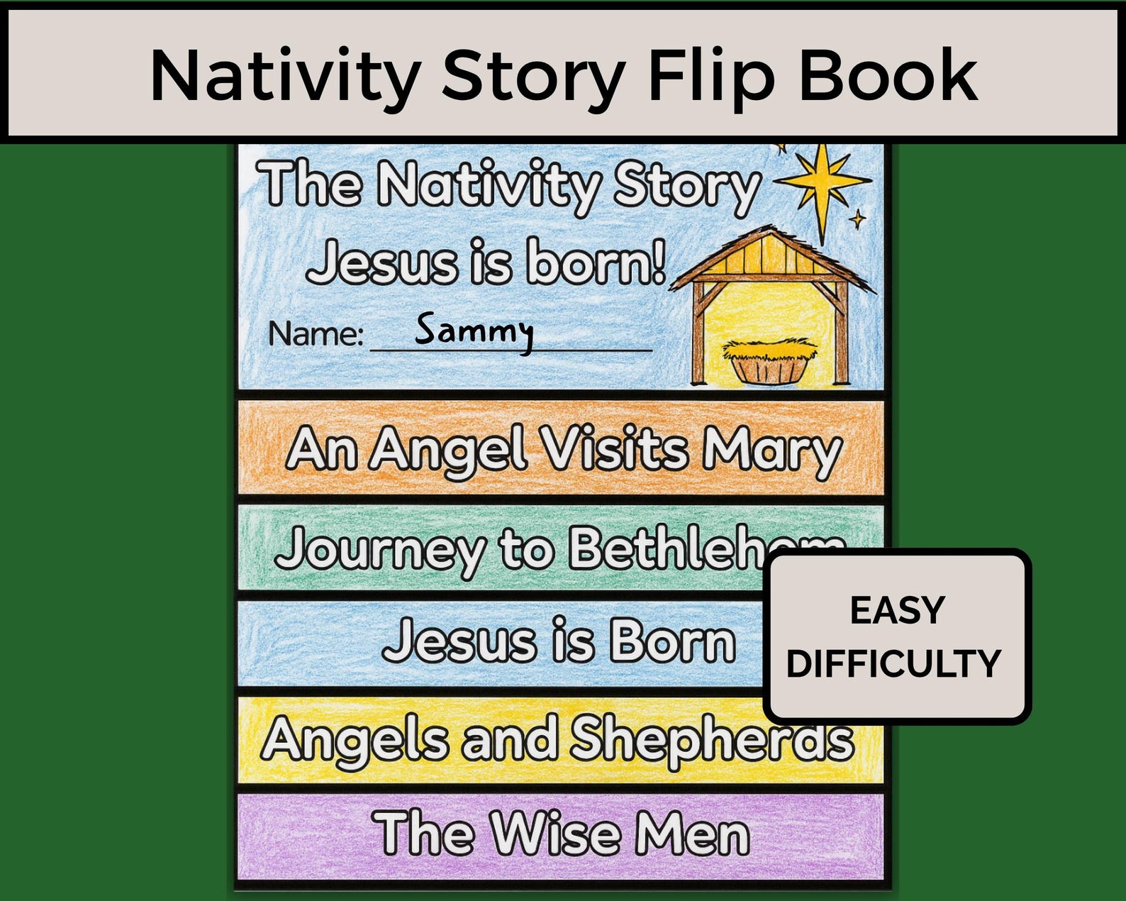 Christmas Nativity Story Flip Book for Kids Activity Pages Sunday ...