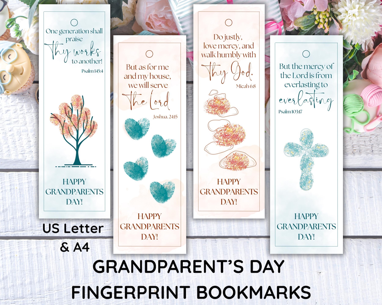 Grandparents Day Craft Christian Fingerprint Art Bookmark Printable ...
