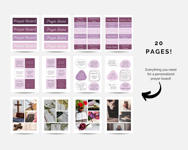 Prayer Board Kit Prayer Board Printables Prayer Cards Template ...