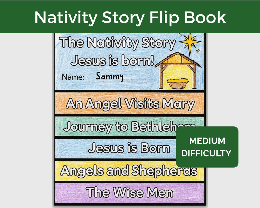 Christmas Nativity Story Flip Book for Kids Activity Pages Sunday ...