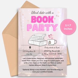 Blind Date With a Book Party Invitation Canva Template for a Book Party ...