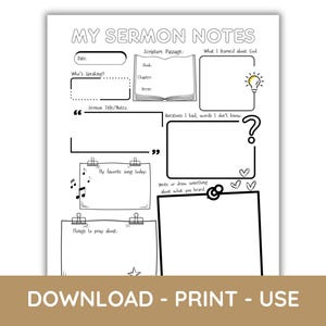 Sermon Notes for Kids Weekly Bible Note Taking Template for Sunday ...