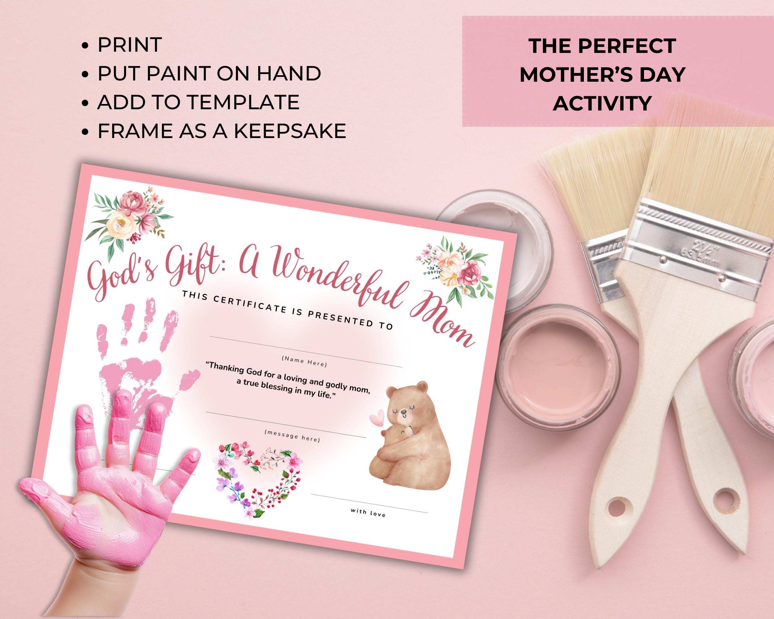 Christian Handprint Art Printable Mothers Day Keepsake Religious ...
