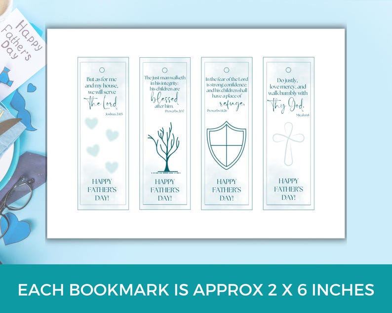 Christian Fathers Day Gift Fingerprint Art Bookmark Printable Craft for ...