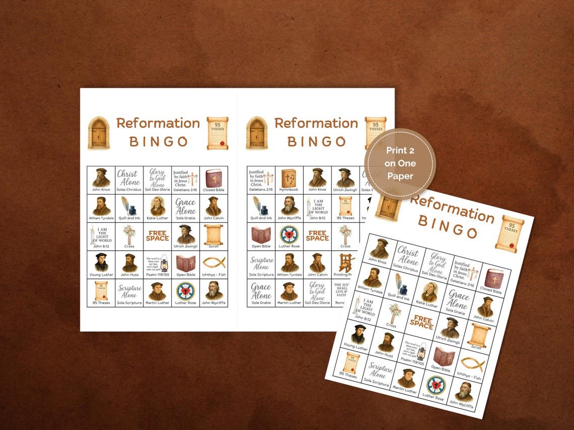 Reformation Day Bingo Printable Christian Game for Kids Homeschool ...