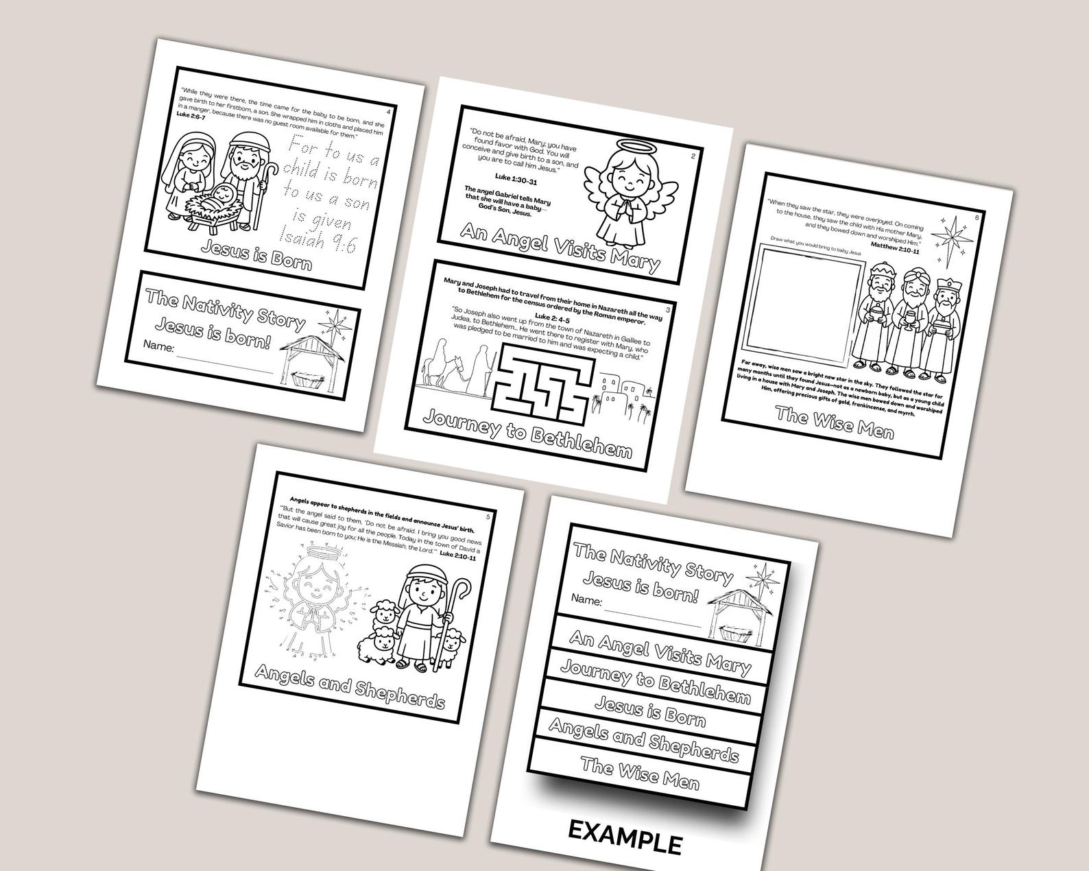 Christmas Nativity Story Flip Book for Kids Activity Pages Sunday ...