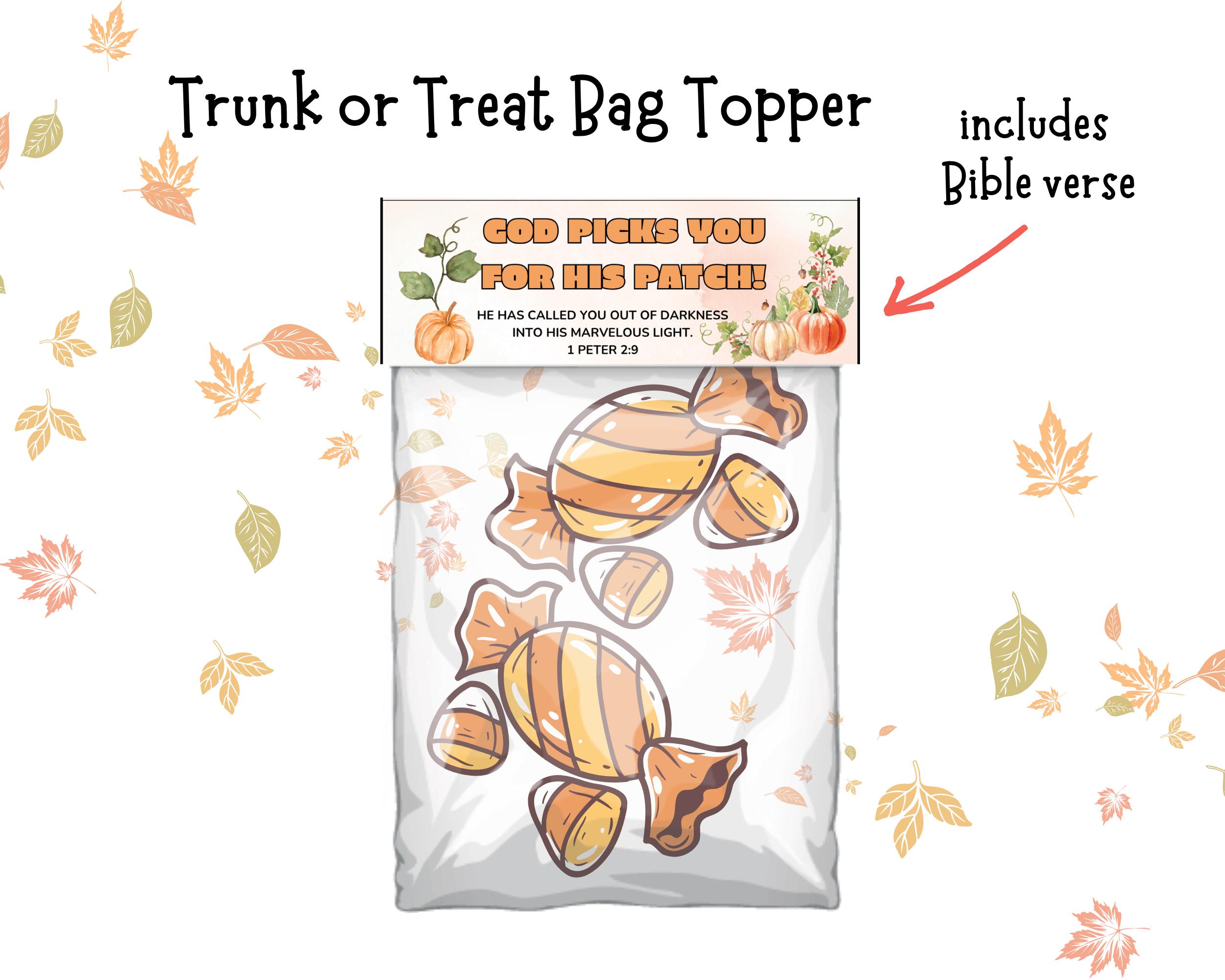 Christian Halloween Tract Goodie Bag Treat Topper Bible Verse Trunk or ...