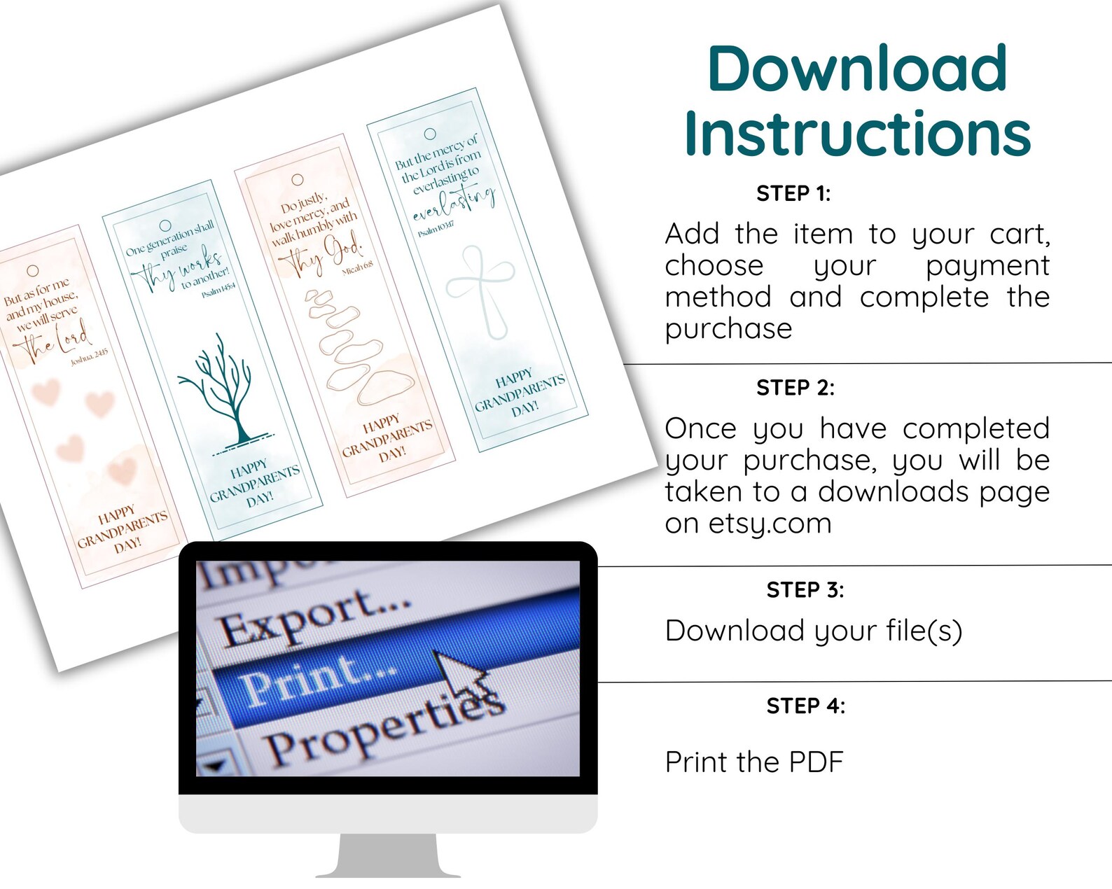 Grandparents Day Craft Christian Fingerprint Art Bookmark Printable ...