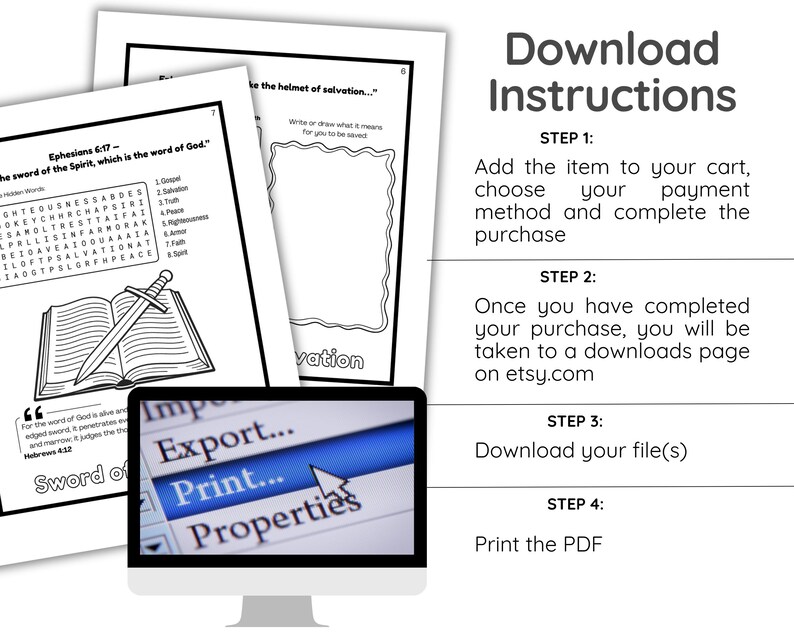 Armor of God Flip Book for Kids Activity Pages Sunday School Childrens ...