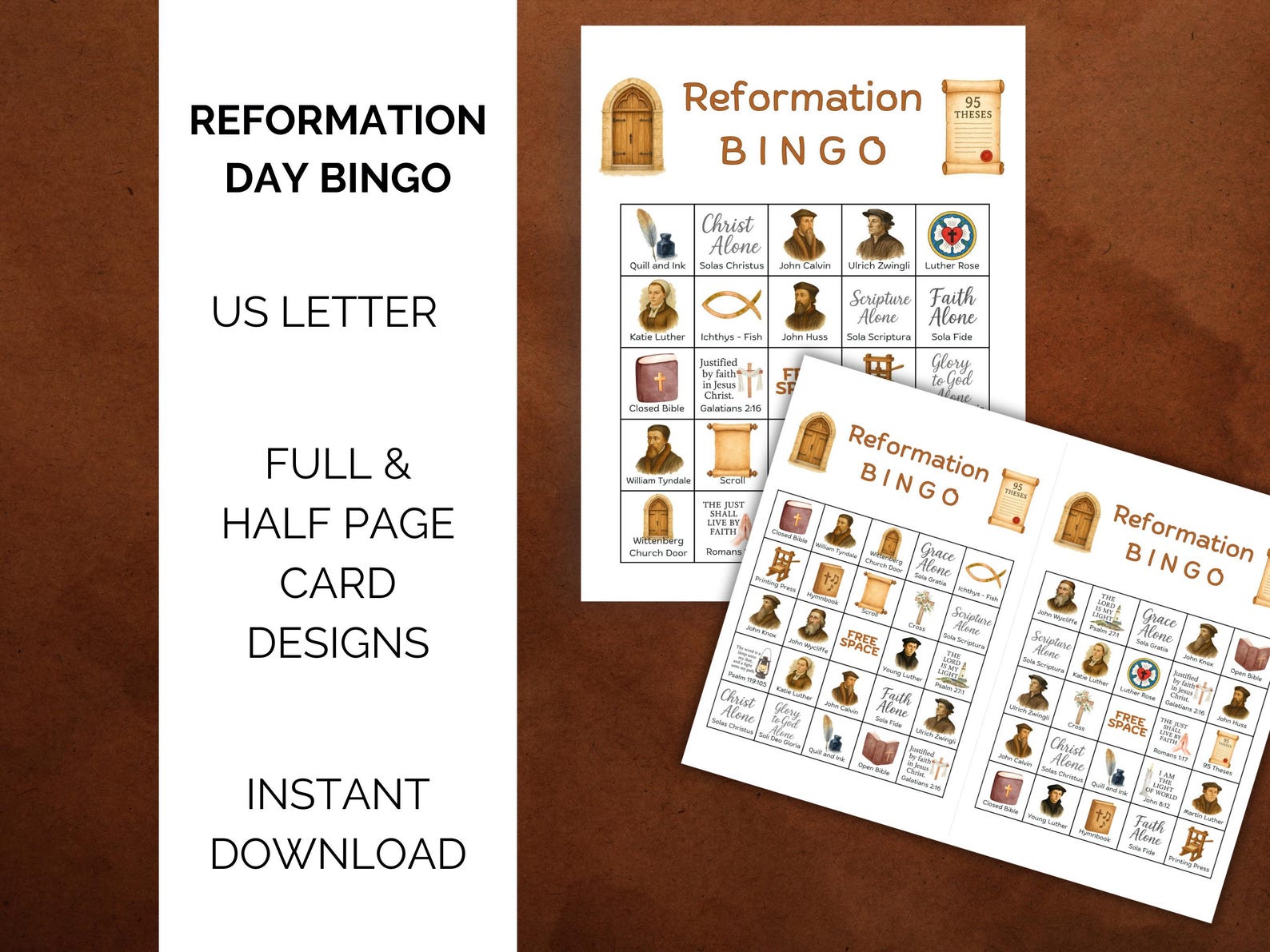 Reformation Day Bingo Printable Christian Game for Kids Homeschool ...