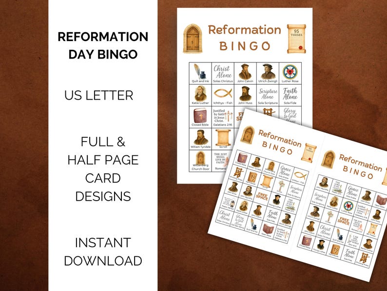 Reformation Day Bingo Printable Christian Game for Kids Homeschool ...