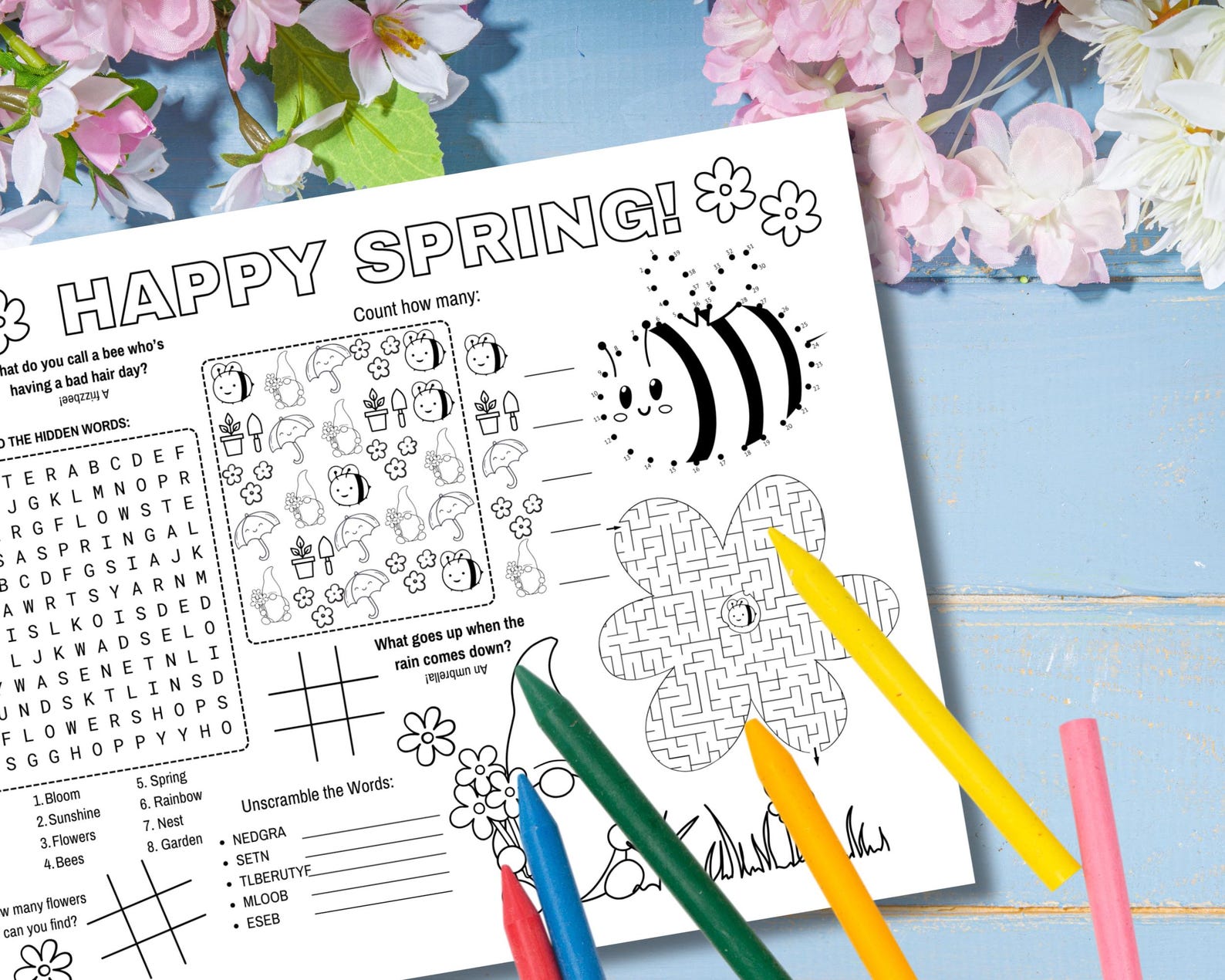 Spring Activity Placemat Coloring Page for First Day of Spring Easter ...