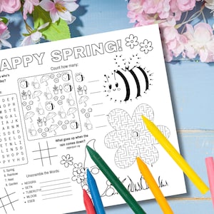 Spring Activity Placemat Coloring Page for First Day of Spring Easter ...