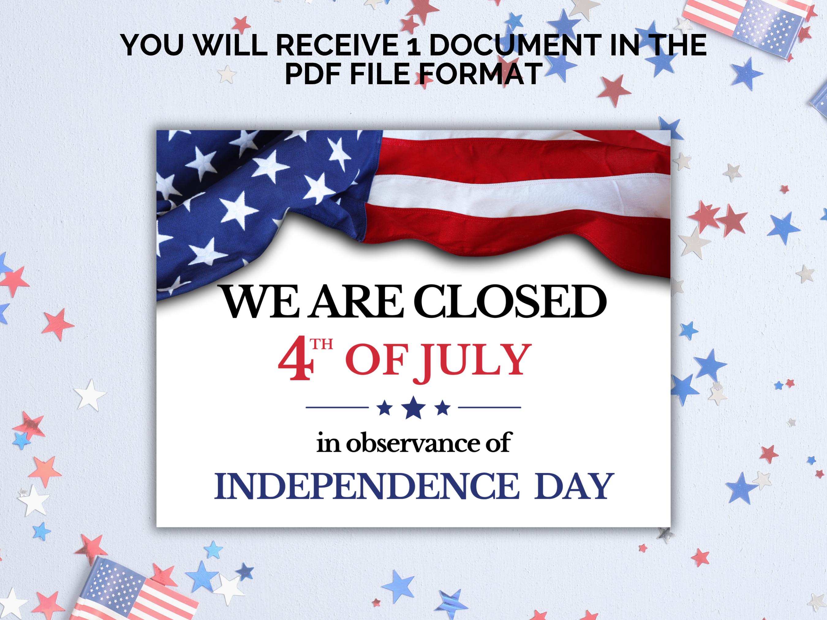 Closed for Independence Day Closed for 4th of July Closed Store Front ...