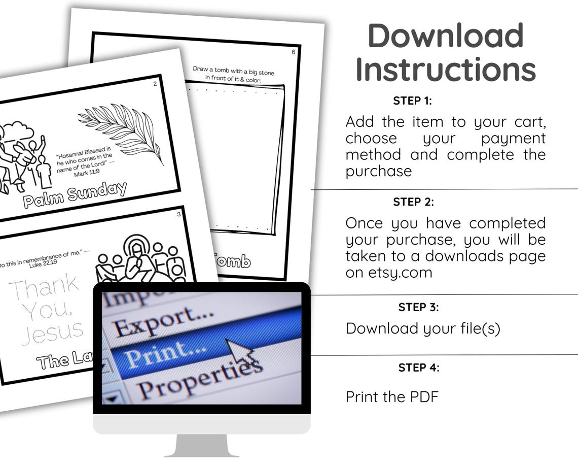 Holy Week Easter Story Flip Book for Kids Activity Pages Sunday School ...