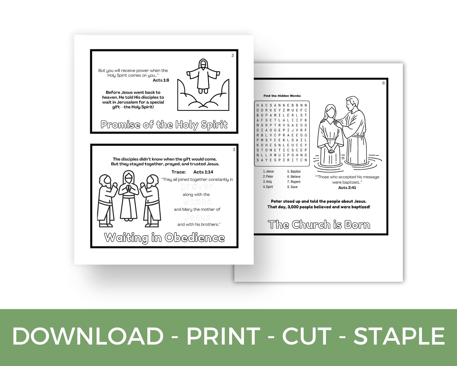 Pentecost for Kids Acts Bible Study Flip Book Holy Spirit Craft ...