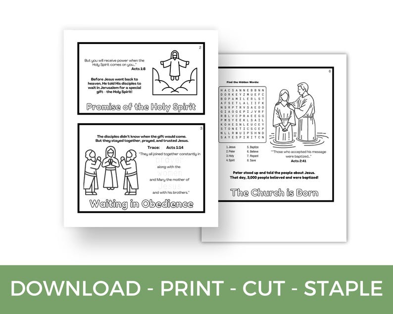 Pentecost Craft for Kids Acts Bible Study Flip Book Holy Spirit Craft ...
