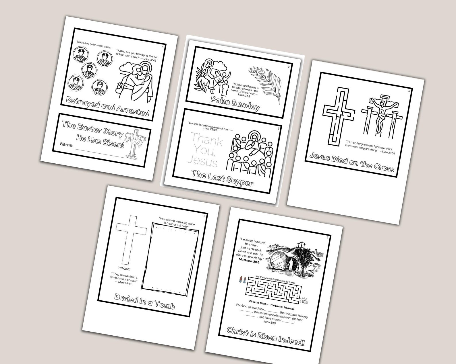 Holy Week Easter Story Flip Book for Kids Activity Pages Sunday School ...