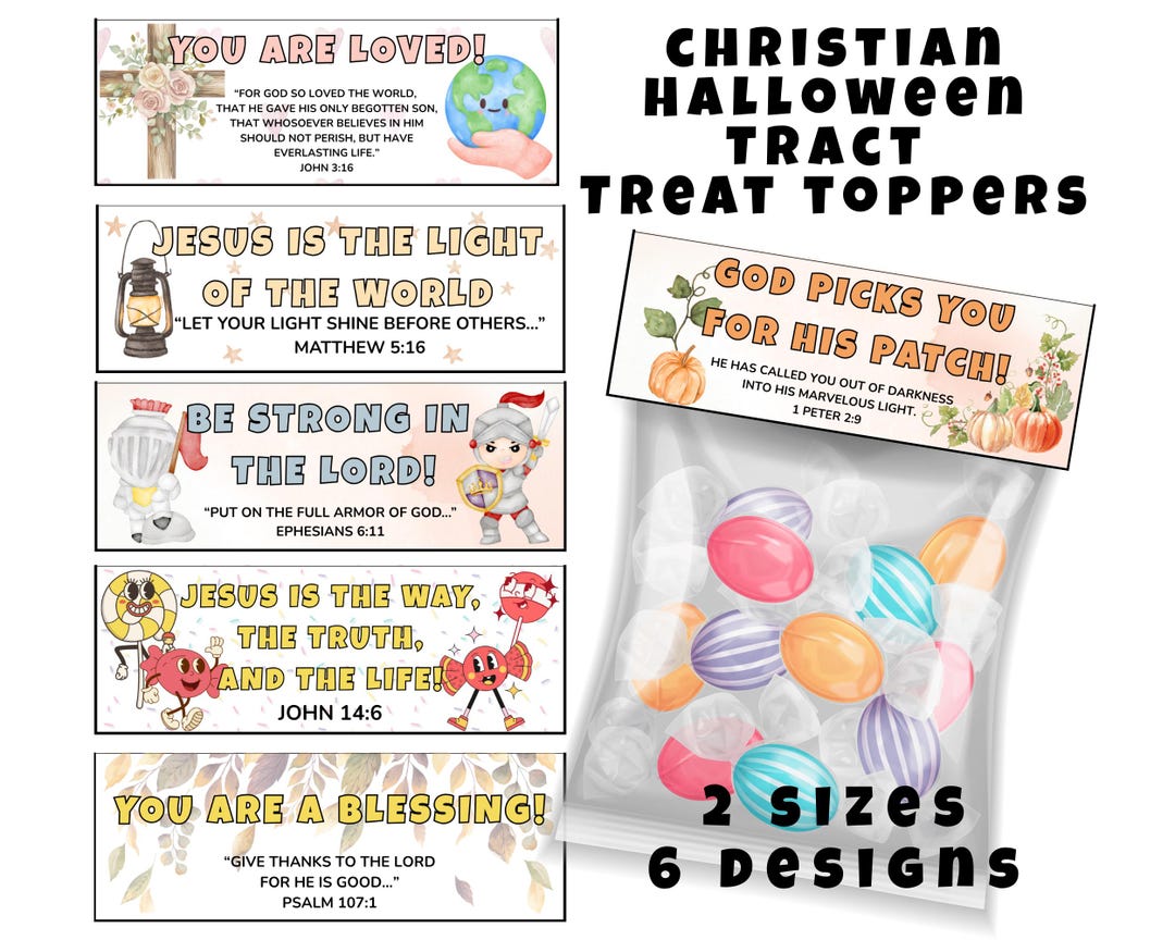 Christian Halloween Tract Goodie Bag Treat Topper Bible Verse Trunk or ...