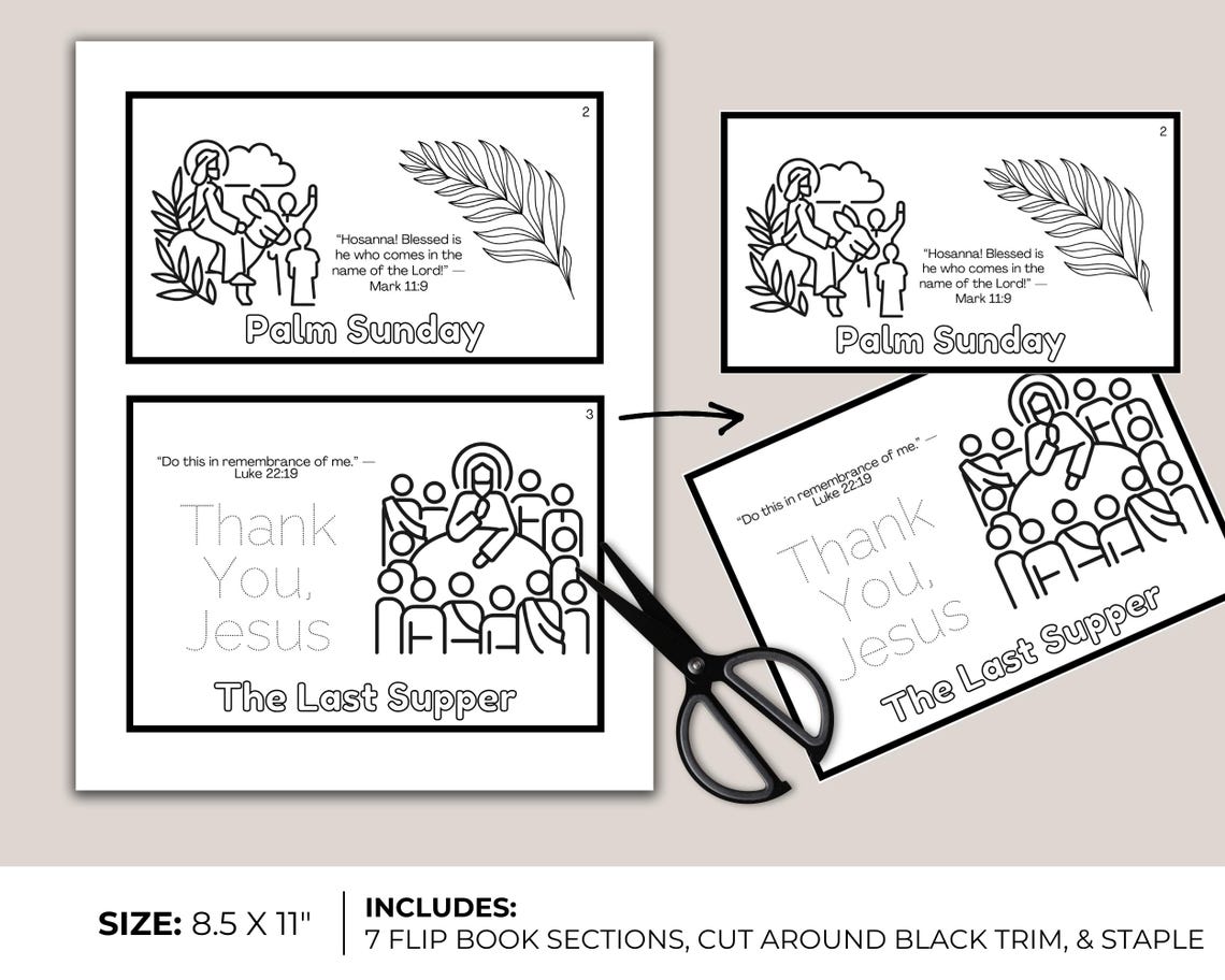 Holy Week Easter Story Flip Book for Kids Activity Pages Sunday School ...