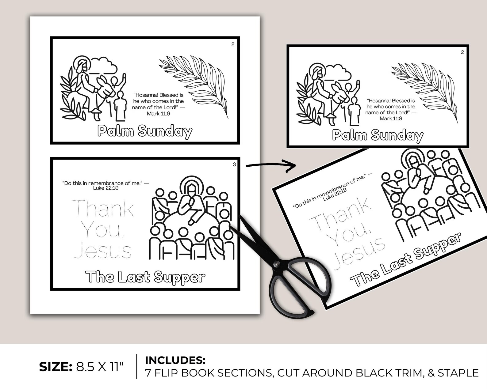 Holy Week Easter Story Flip Book for Kids Activity Pages Sunday School ...