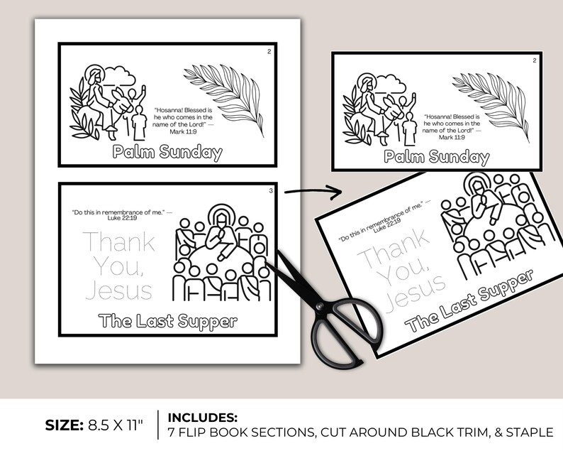 Holy Week Easter Story Flip Book for Kids Activity Pages Sunday School ...